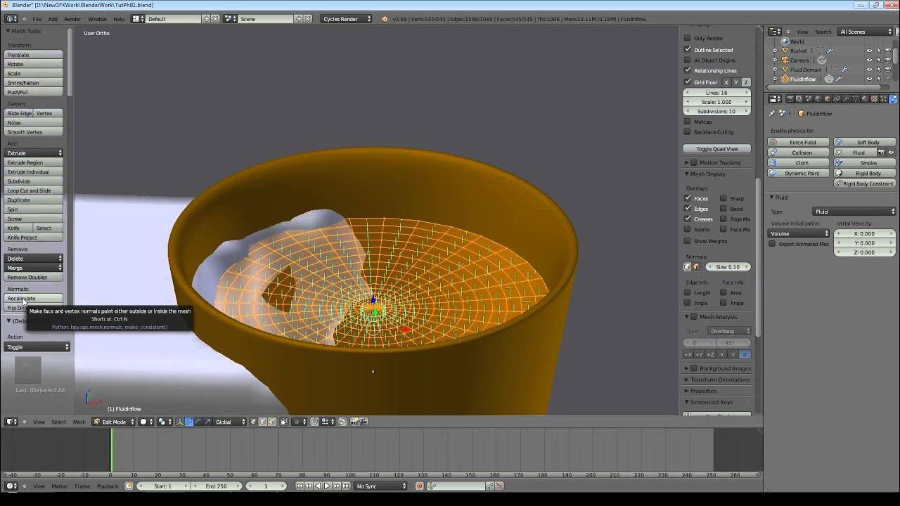 Blender 2.68 Tutorial - Bullet Physics and Fluid Simulation Interaction ...