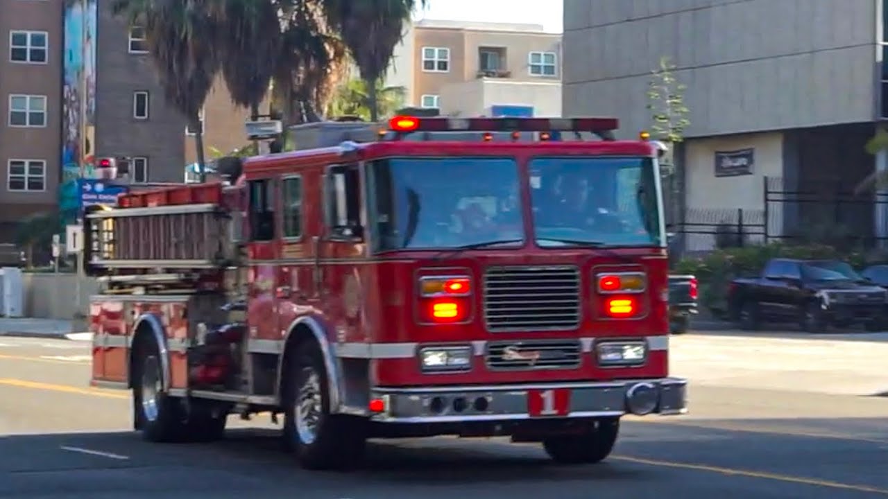 Long Beach Fire Dept. Engine 1 Responding/Canceling - YouTube