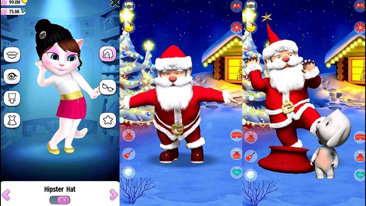 My Talking Angela Vs Talking Santan Claus || Great Makeover - Gameplay ...