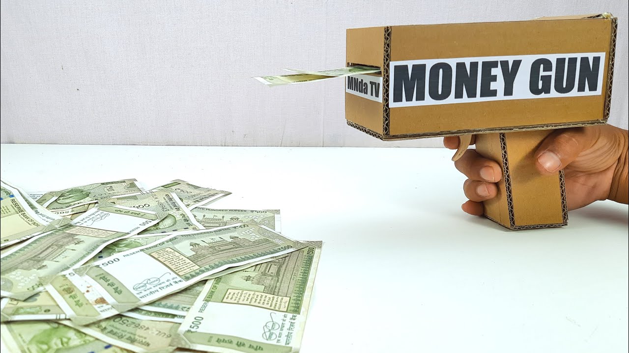 DIY How to Make Amazing MONEY GUN from Cardboard | DC motor Money Gun ...