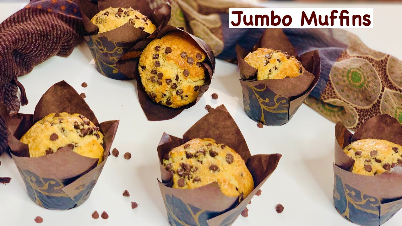 Jumbo Chocolate Chip Muffins Bakery Style | Quick and easy muffin ...