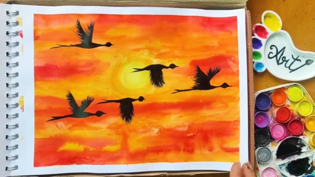Easy acrylic/watercolor Birds painting | How to paint birds ...