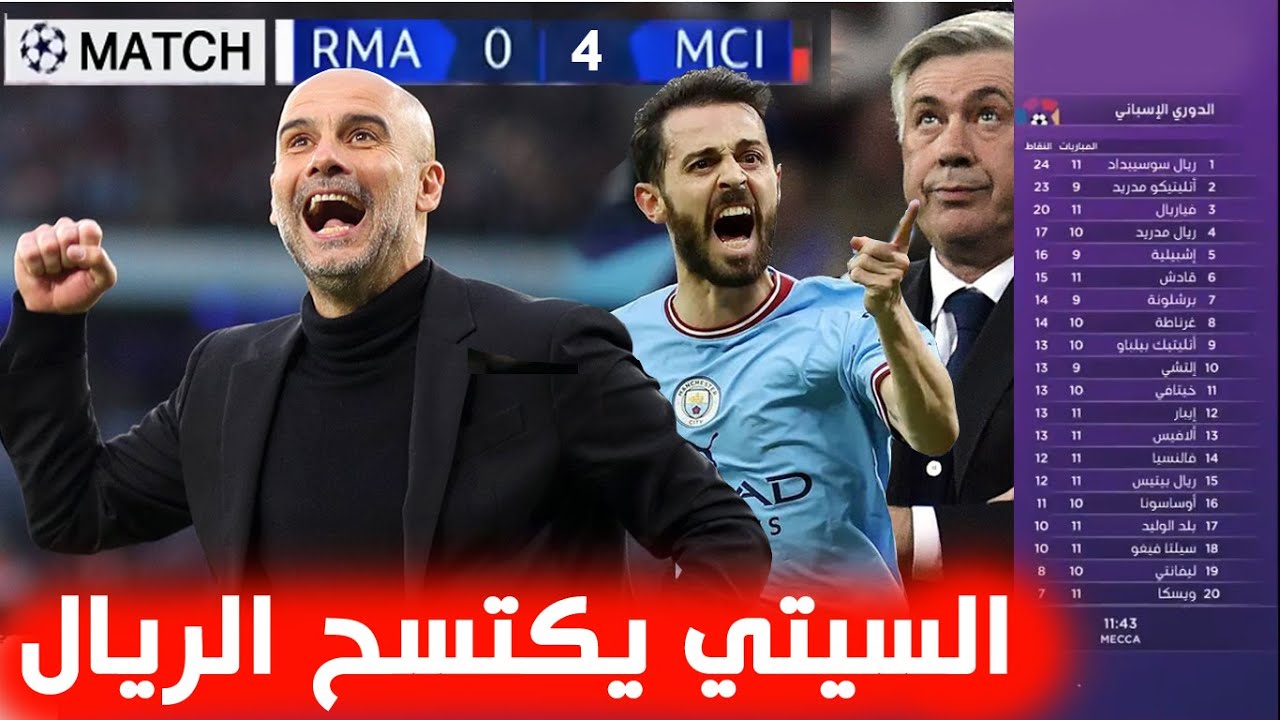 تقرير ناااري مانشستر سيتي يثأر من ريال مدريد برباعية تاريخية ويتأهل