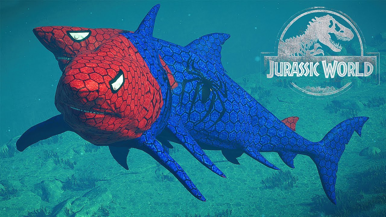 MEGALODON!! Spider-Man vs Mosasaurus - Aquatic Battle | Jurassic World ...
