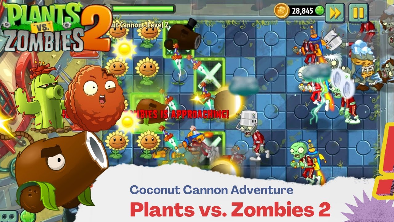 🔥 Coconut Cannon Adventure di Plants vs Zombies 2! | Level 1-5 Full ...