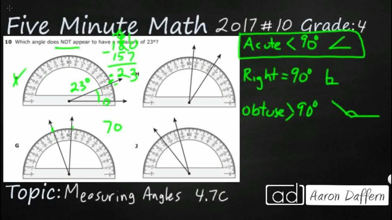 4th Grade STAAR Practice Measuring Angles (4.7C - #3) - YouTube