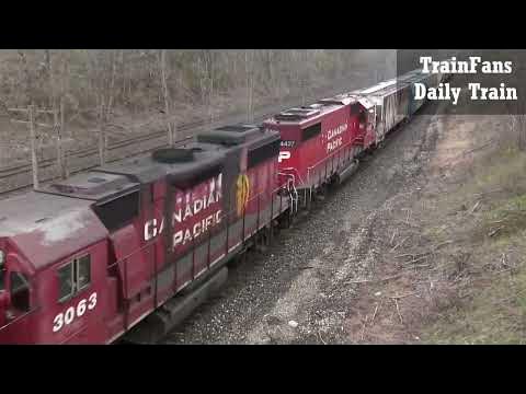 Local Train CPKC H89 With CP 3063 & CP 4427 Locomotives Denfield Road Bridge - YouTube