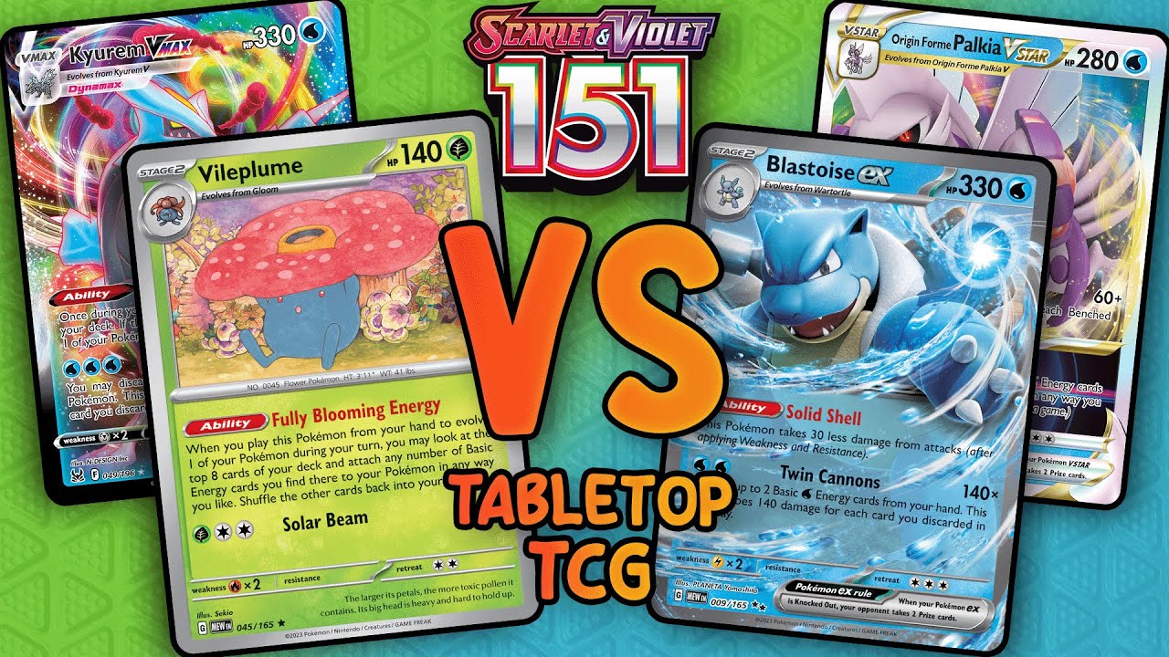 Vileplume/Kyurem VMAX VS Blastoise ex | Pokemon TCG Tabletop Gameplay ...