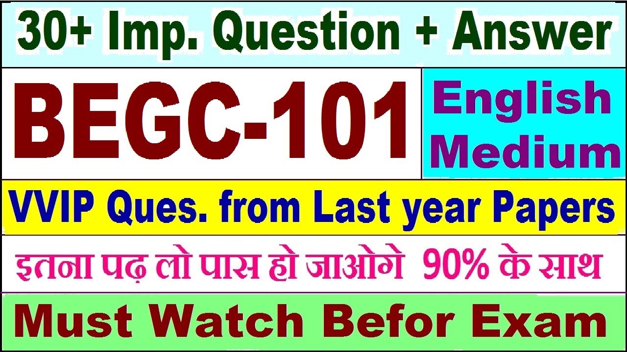 BEGC 101 important questions with answer | begc 101 Previous Year ...