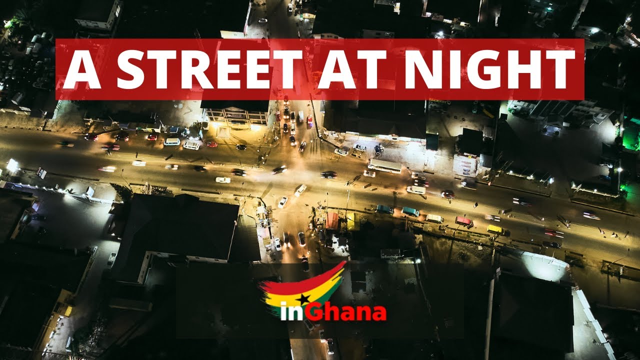 Aerial View of a Street at Night in Accra, in Ghana. - YouTube