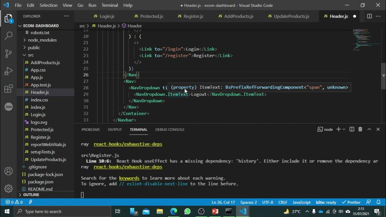 [Part 6] Tutorial Laravel 8 + ReactJS Membuat e-Commerce Dashboard - Login & Logout - YouTube