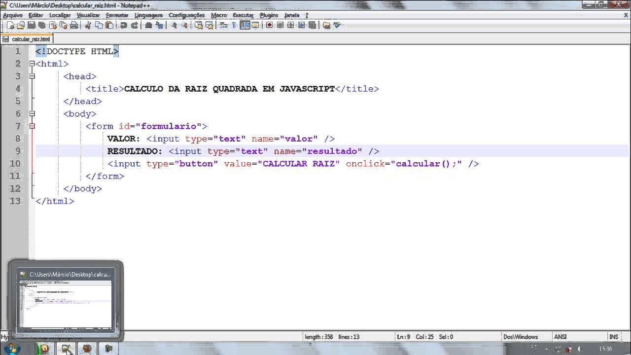 CALCULO DA RAIZ QUADRADA EM JAVASCRIPT - YouTube