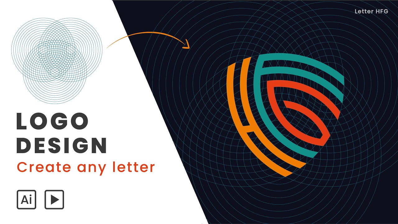 How To Draw Any Letters Logo In Circular Grid Method | Logo Design ...