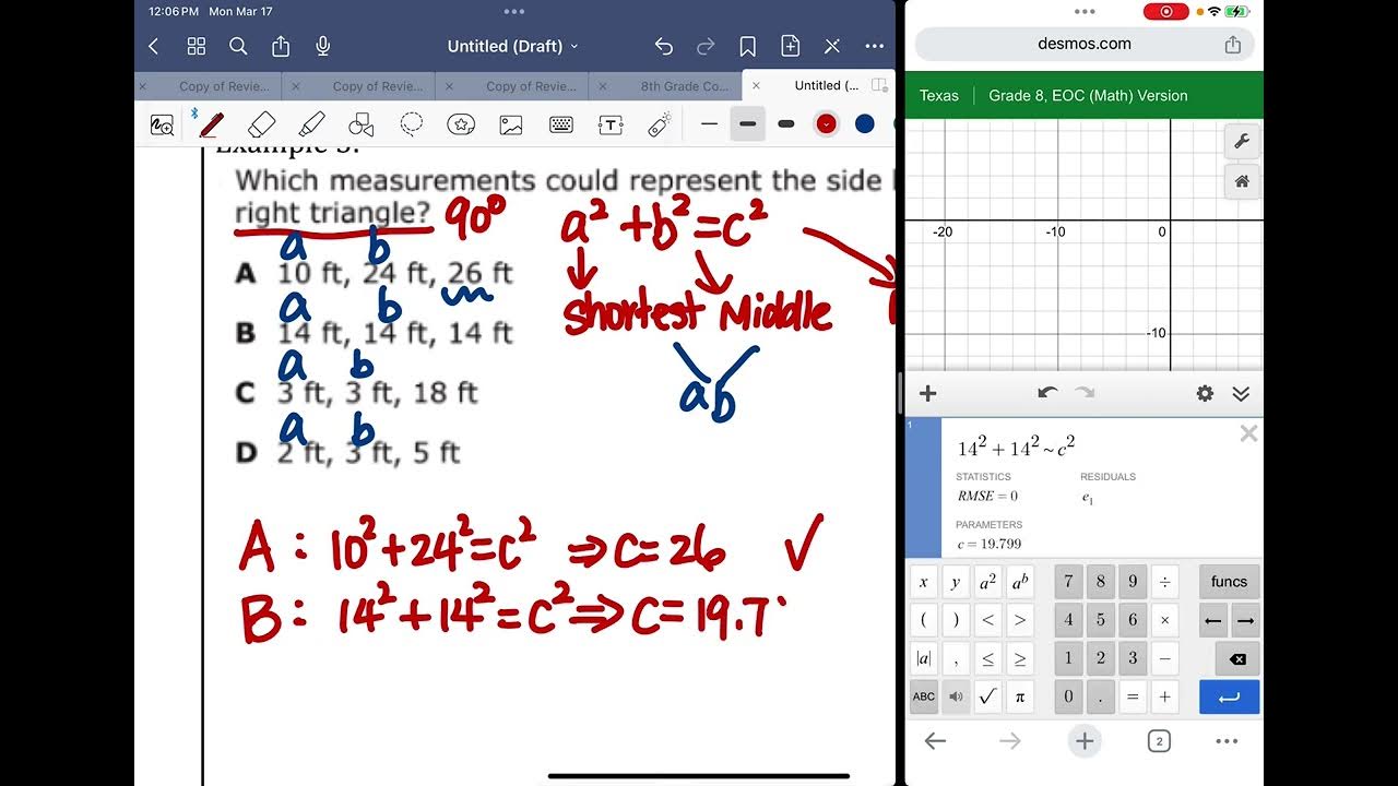 Lesson 8 8.7C Pythagorean Theorem (Using Desmos) Texas Math TEKs STAAR ...