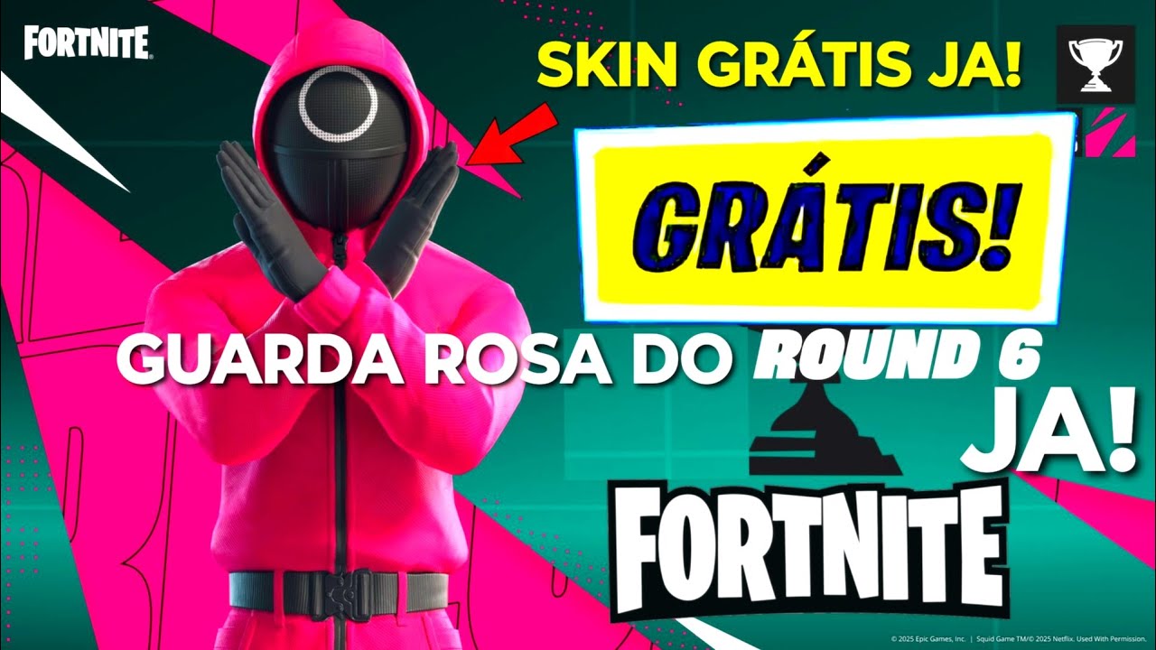 Como pegar de graça Skin Guarda dos jogos Round6 (Squid game pink guard ...