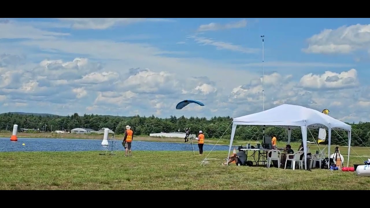 Skydiving swooper goes for a short swim - YouTube