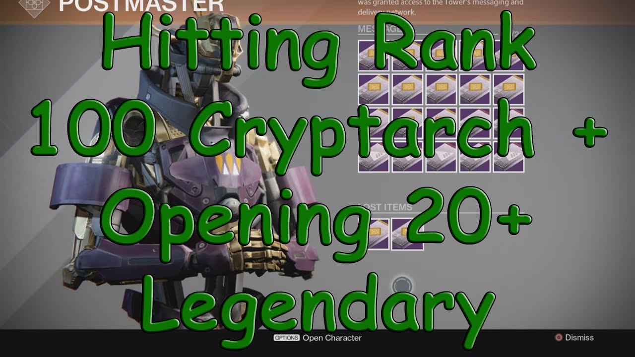 Reaching Rank 100 Cryptarch + Opening 20+ Lengendary Cryptarch Packages - YouTube