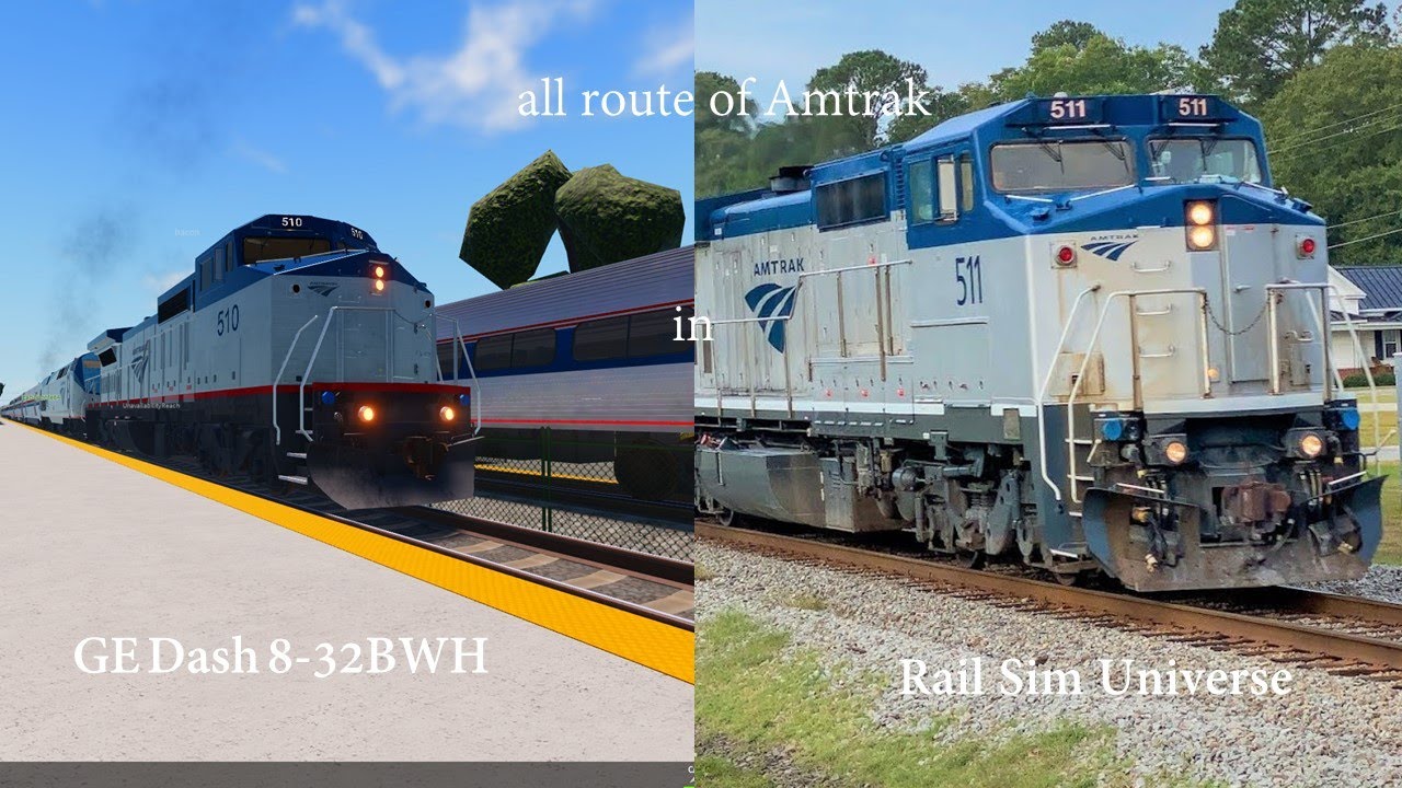 Amtrak GE Dash 8-32BWH in Rail Sim Universe All Route of Amtrak - YouTube