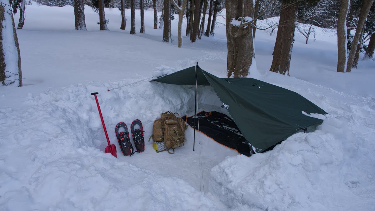 Winter Survival Shelter | Snow Hole Solo Camping | Ep.8 - YouTube