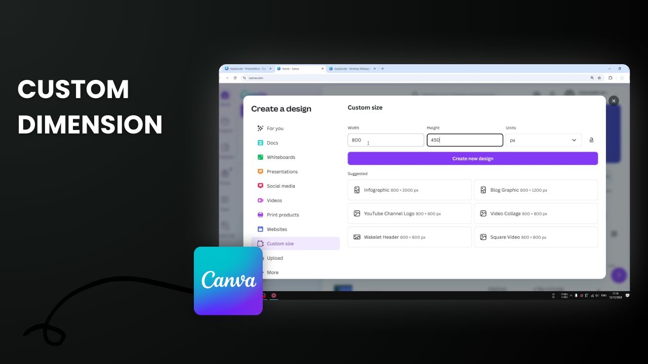 How to Set Custom Dimensions in Canva - YouTube