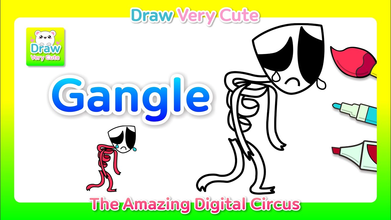 how to draw Gangle Amazing Digital Circus drawing and coloring cute ...