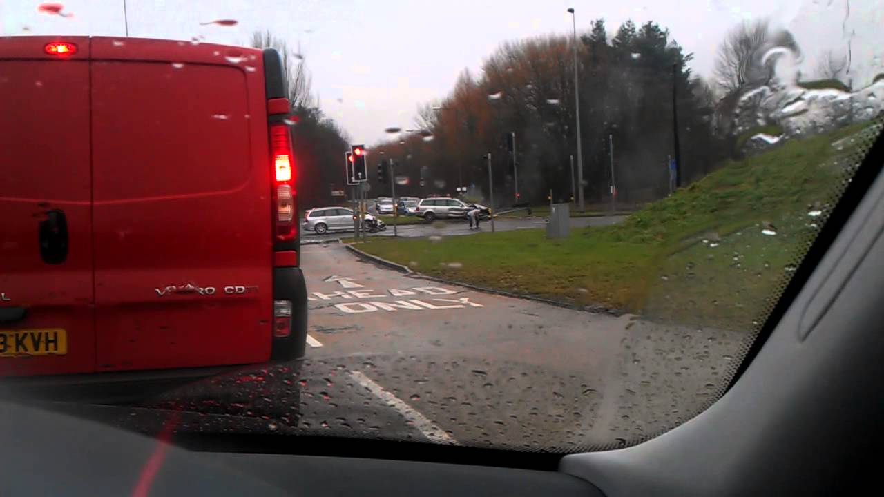 Car Crash at Trench Lock Roundabout Telford - YouTube