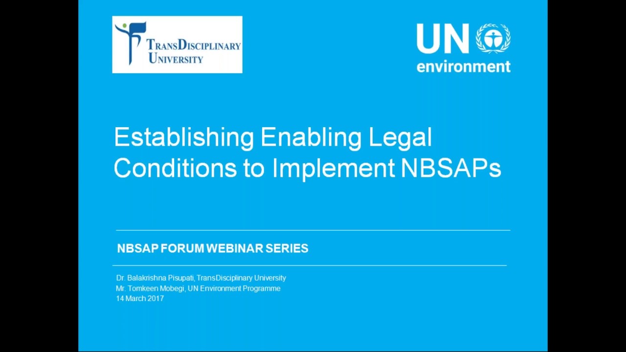 NBSAP WEBINAR SERIES Legal Preparedness for NBSAPs, Webinar #2 - YouTube