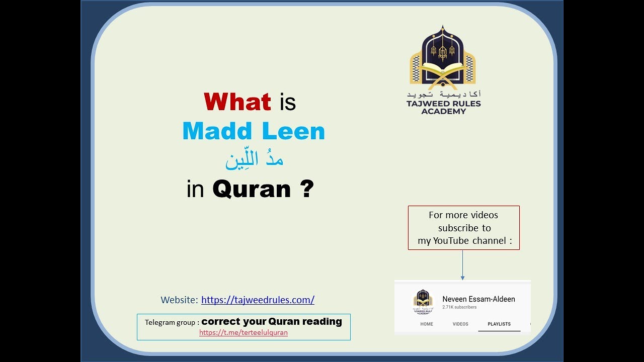 What is Madd Leen in Quran with a review of all Madd types in one video ...