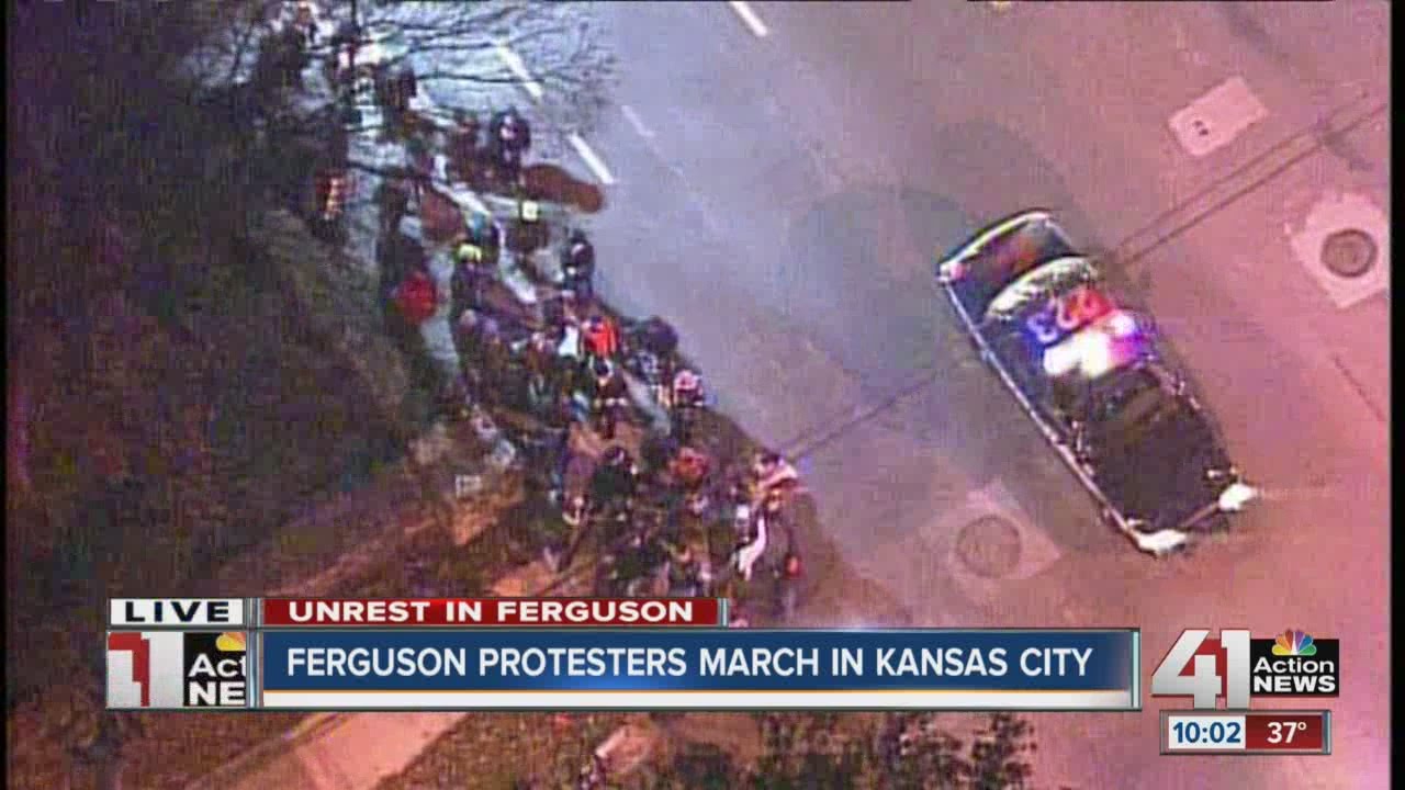 Peaceful protesters march in Kansas City Tuesday night - YouTube
