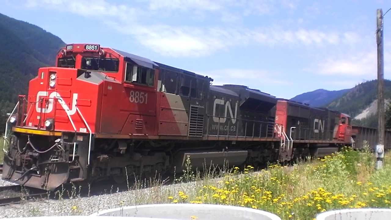 CN SD70M-2 8851 down the Fraser Canyon - YouTube