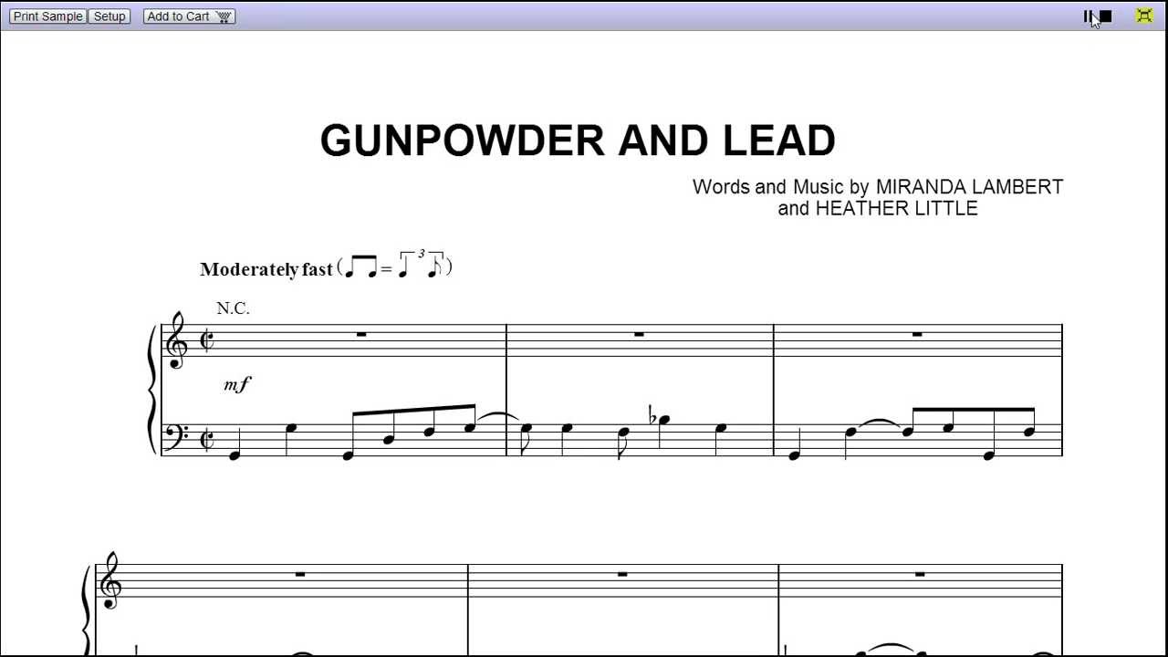 "Gunpowder & Lead" Miranda Lambert - Piano Sheet Music (Teaser) - YouTube