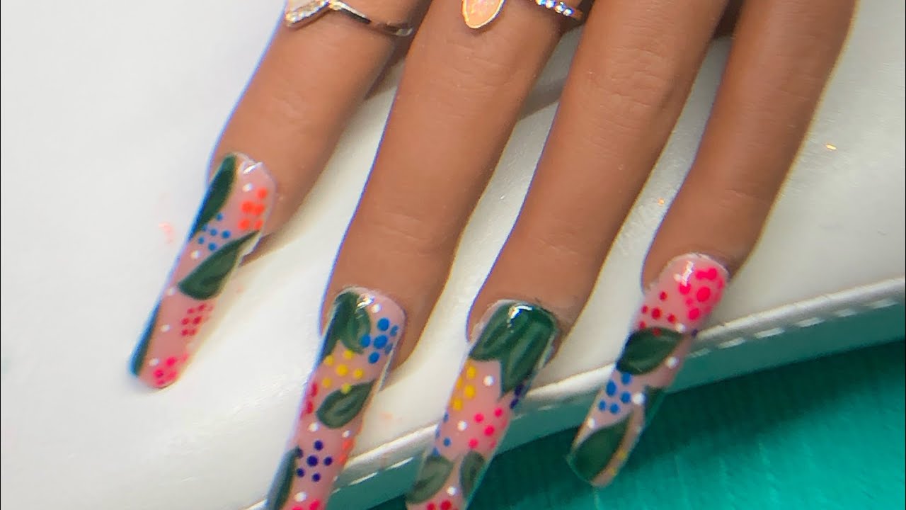 Simple Summer Floral Nails | Polygel/DualForms | Gelpolish - YouTube
