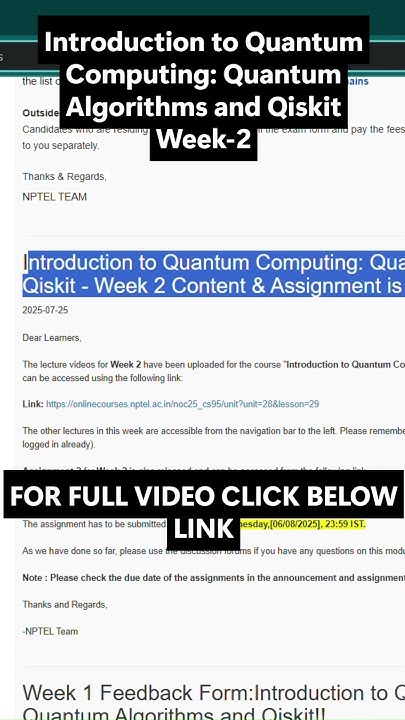 NPTEL Introduction to Quantum Computing: Quantum Algorithms and Qiskit Week 2 Answers | NOC25 ...