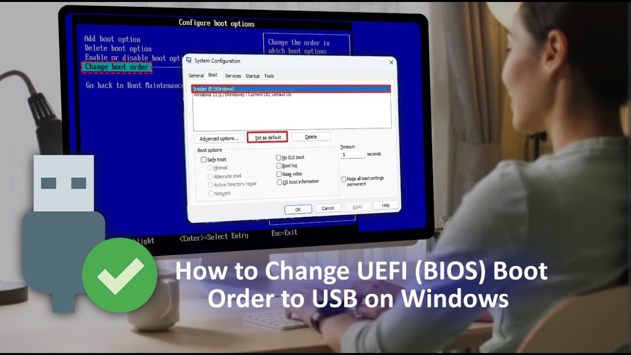 How to Change UEFI (BIOS) Boot Order to USB on Windows 11 & 10 - YouTube