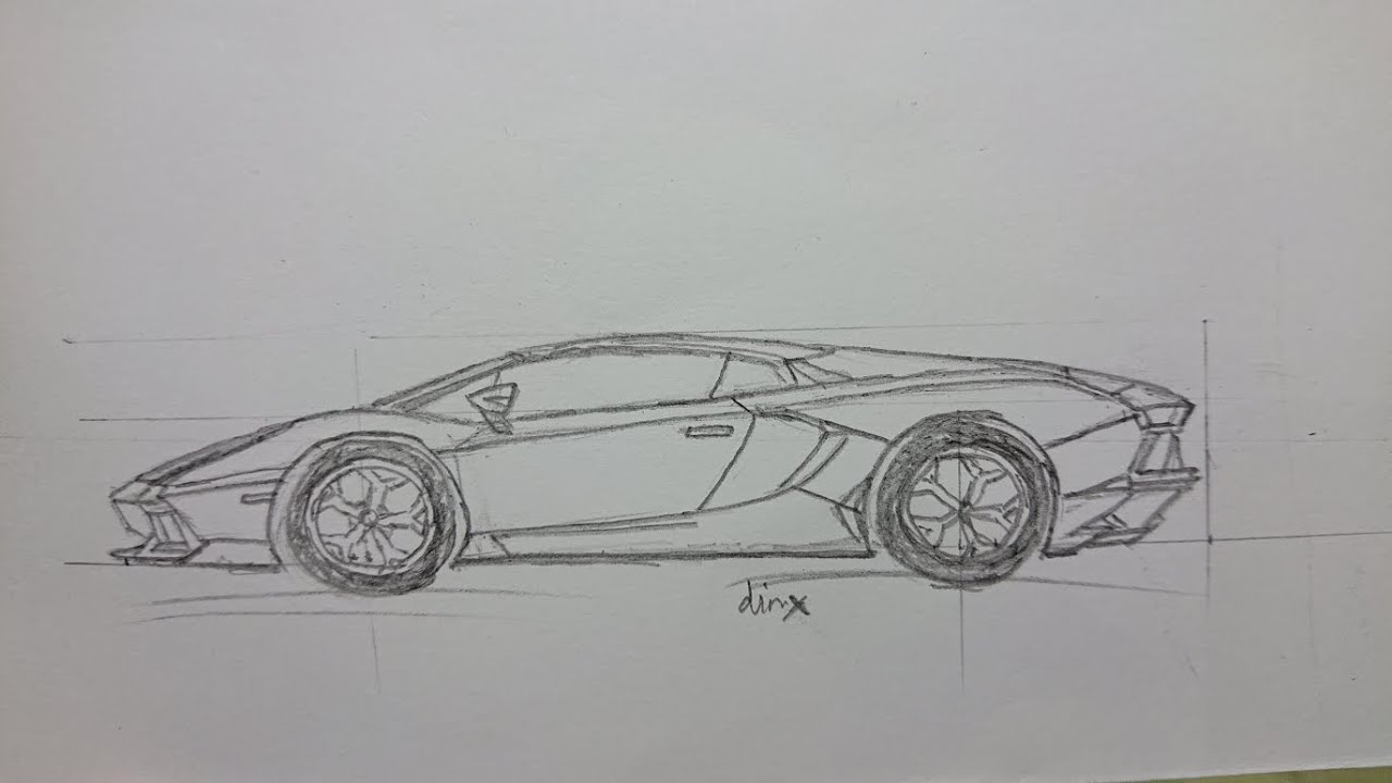 HOW TO DRAW A RACING CAR || LAMBORGHINI AVENTADOR LP700 - 4 - YouTube