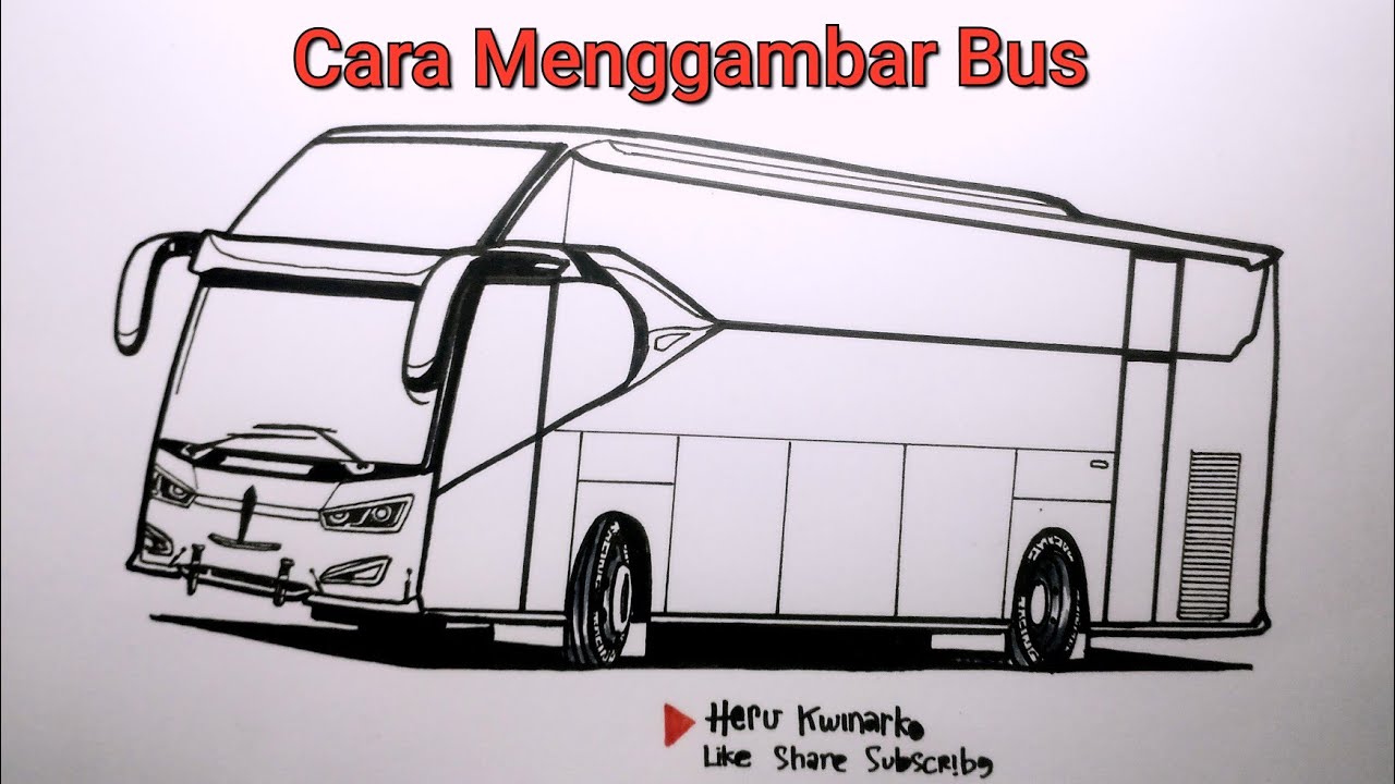 Cara Menggambar Bus , menggambar Bus #herukwinarko - YouTube