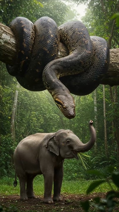 An anaconda attacks an unsuspecting elephant. #anaconda #elephant # ...