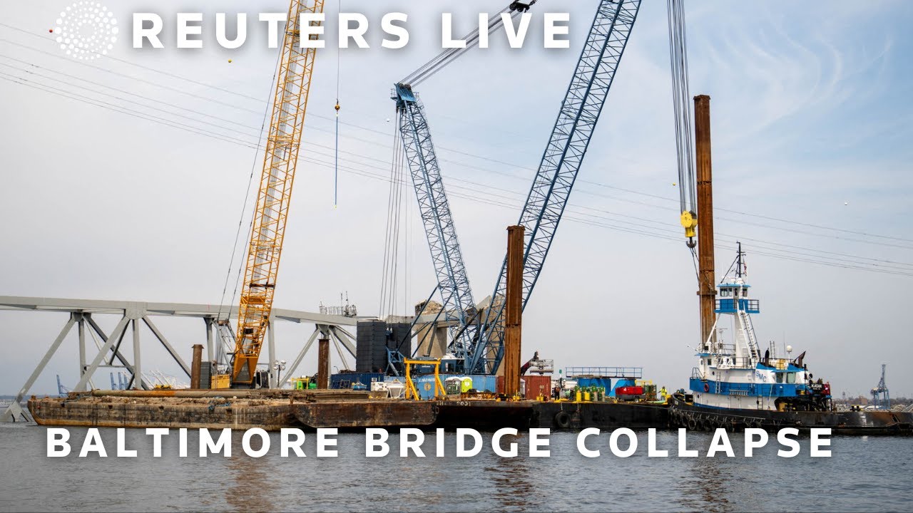 LIVE: View of Baltimore bridge collapse scene - YouTube