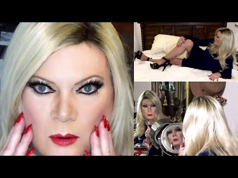Crossdresser Tgirl Sexy Red Lipstick And Nails Closeups