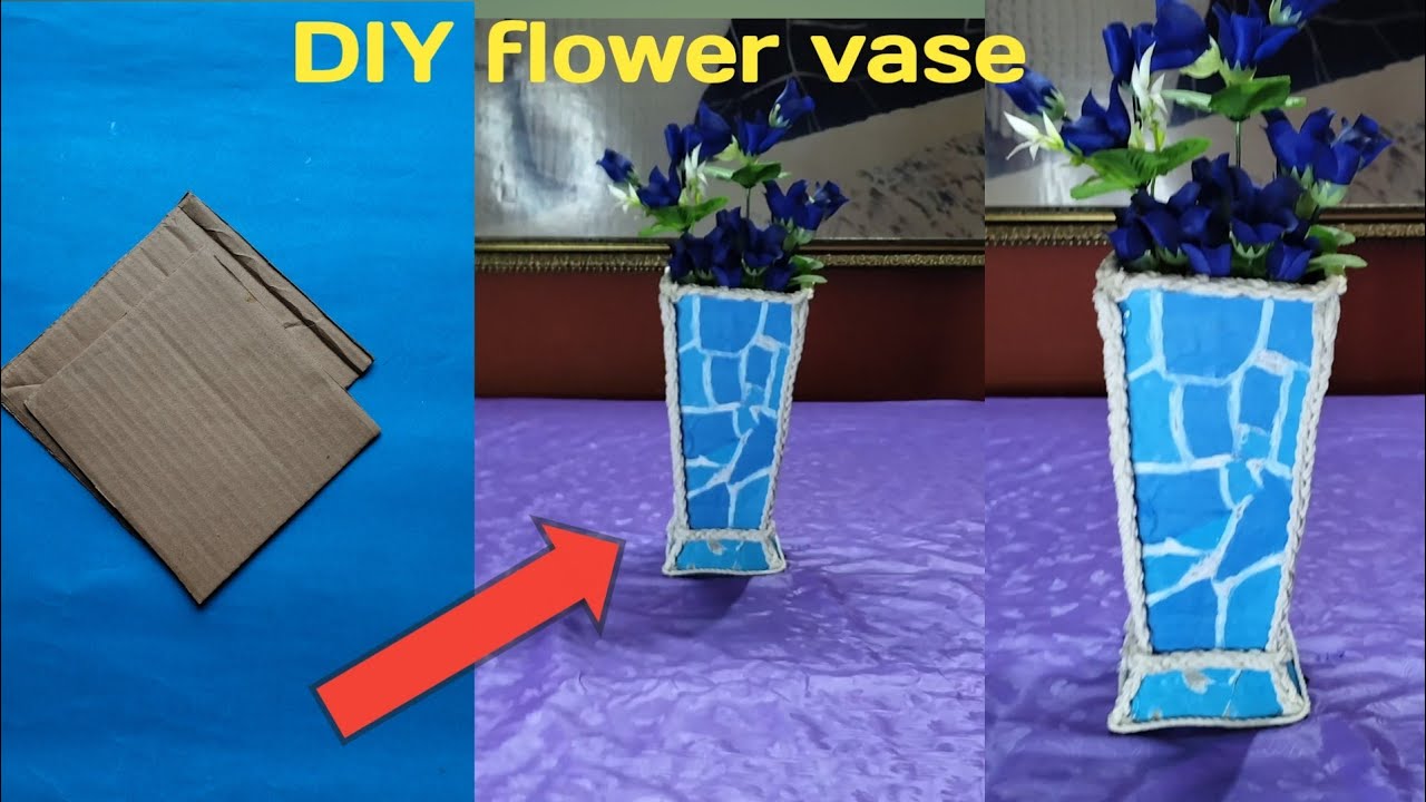 How to make flower vase with cardboard /diy cardboard vase - YouTube