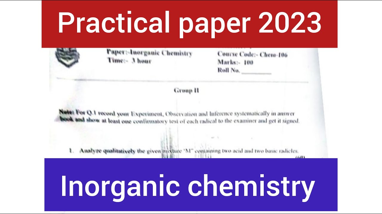 Inorganic chemistry Practical Paper|Practical Paper|BS Zoology|BS ...