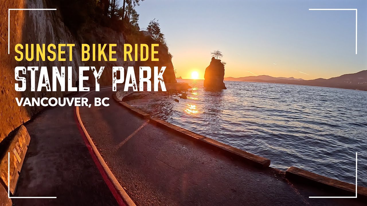Sunset Bike Ride at Stanley Park Seawall | Vancouver Scenic Ride [4K ...