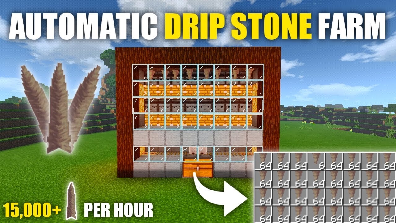 SIMPLE 1.19/1.18 AUTOMATIC DRIPSTONE FARM TUTORIAL in Minecraft (MCPE ...