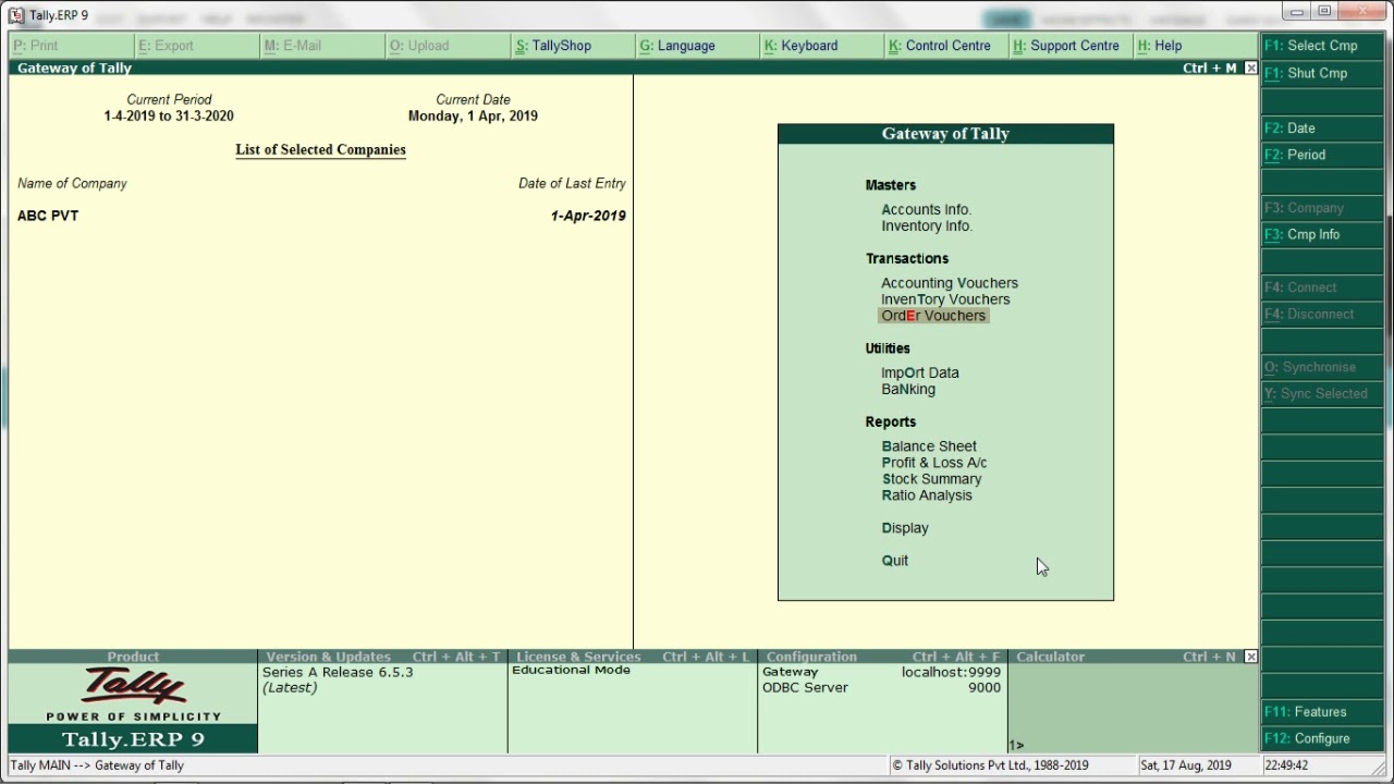 Tally ERP 9 learning in தமிழில் - purchase order, receipt note ...
