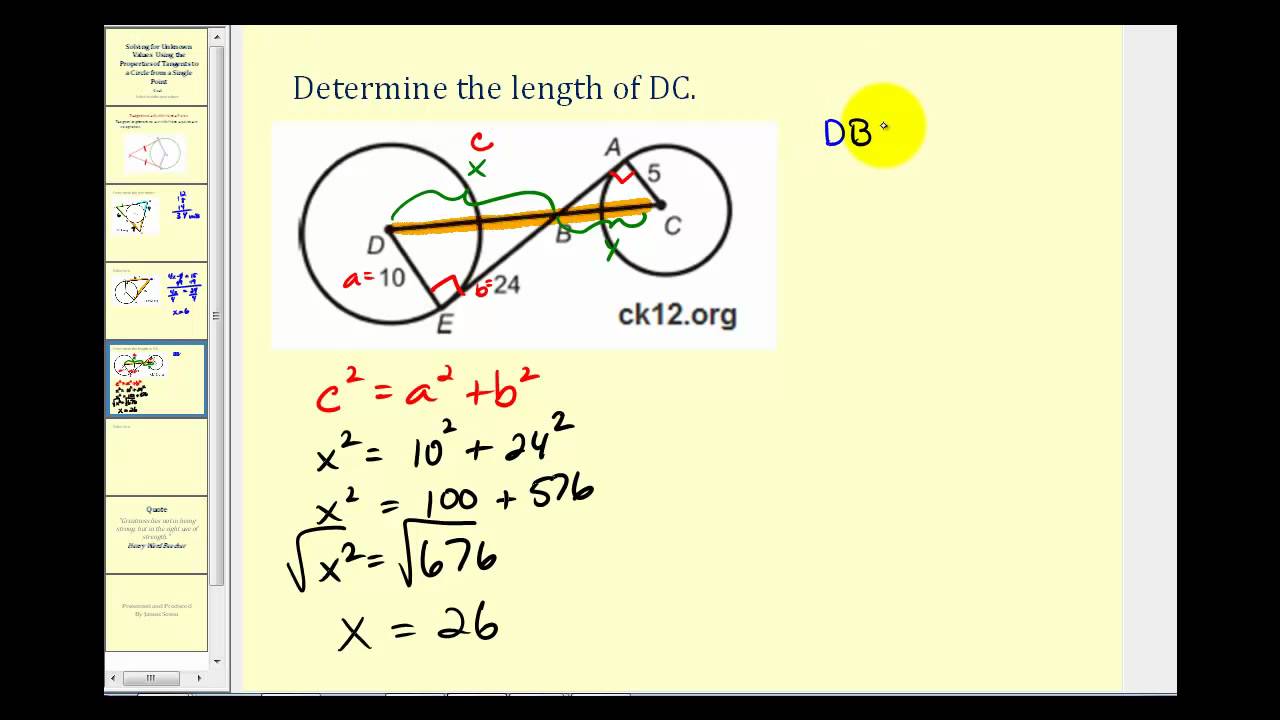 Tangent Segments To A Circle Example Problems YouTube