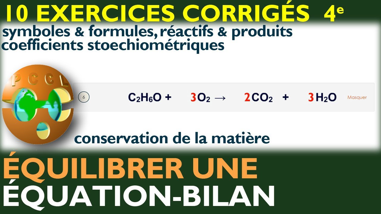 ÉQUILIBRER une équation-bilan - Loi de Lavoisier - 10 exercices ...