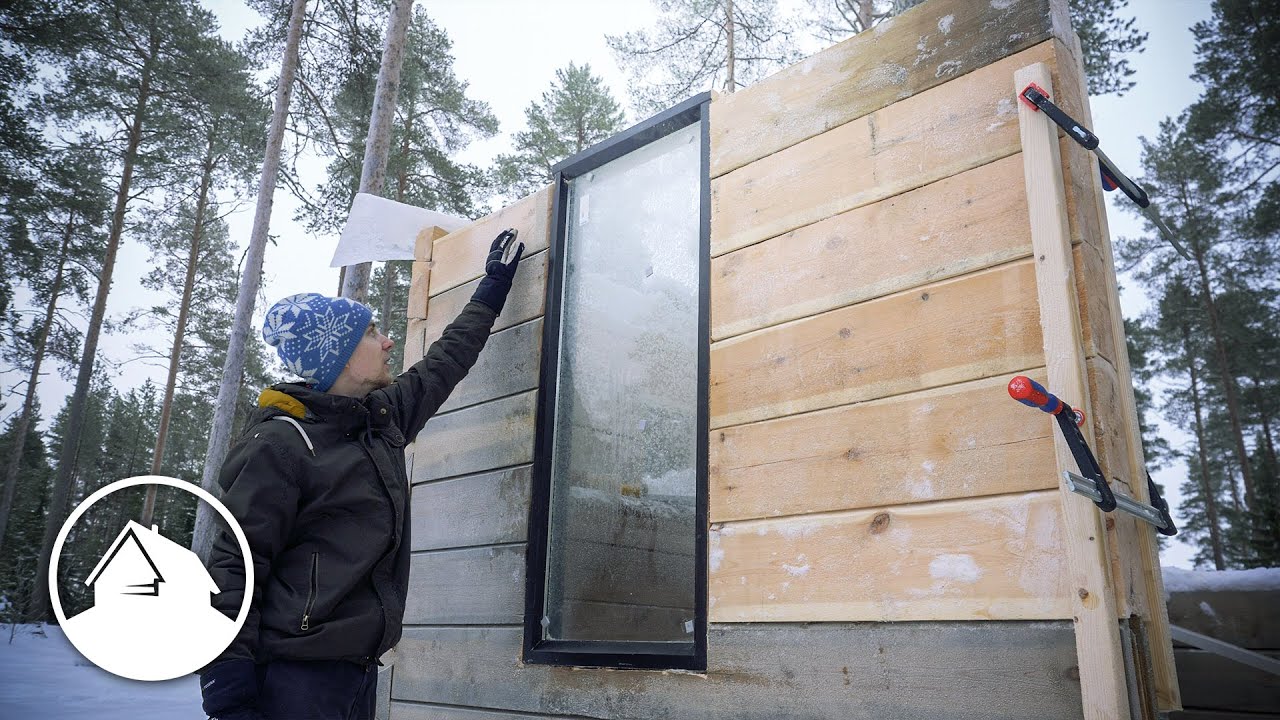 Project log cabin | Installing the first window & new design - YouTube