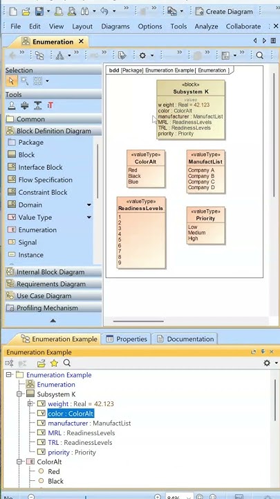Enumeration | SysML Block Definition Diagram - YouTube