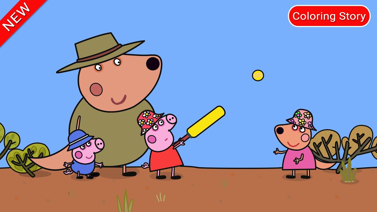 Peppa Pig practicing Baseball | Peppa Pig Fanmade Coloring Story - YouTube