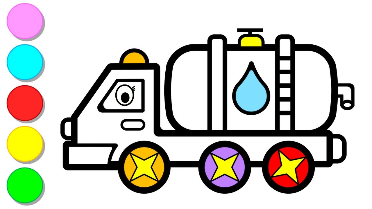 Draw and paint colorful Tanker Truck step by step Art tips for kids ...